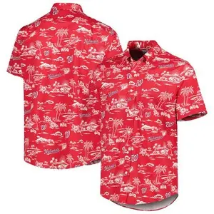 Reyn Spooner Red Washington Nationals Kekai Performance Button-up Shirt - Navy