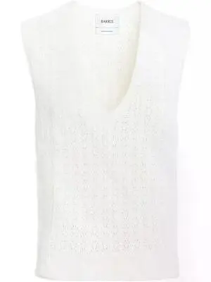BARRIE Cashmere V-neck Top - White