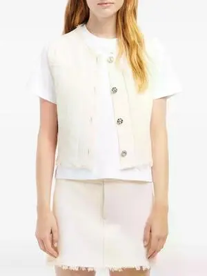 BARRIE Frayed Denim Vest - White
