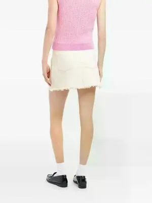 BARRIE Frayed Denim Mini Skirt