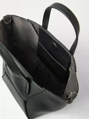 Brunello Cucinelli Bc Duo Mini Leather Tote Bag - Black