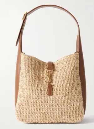 Saint Laurent Le 5 À 7 Supple Small Raffia Shoulder Bag Beige