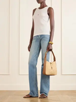Saint Laurent Le 5 À 7 Supple Raffia Shoulder Bag - Neutrals