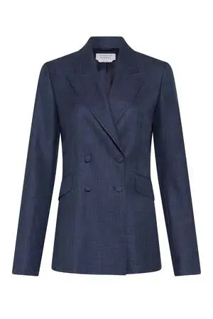 Gabriela Hearst Angela Blazer In Virgin Wool Silk With Linen - Denim