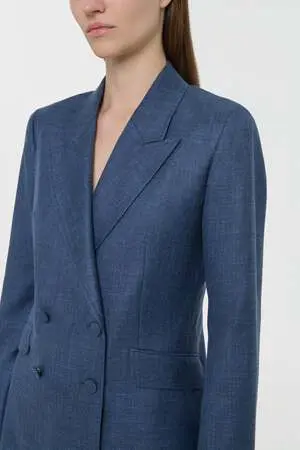 Gabriela Hearst Angela Blazer In Virgin Wool Silk With Linen - Denim