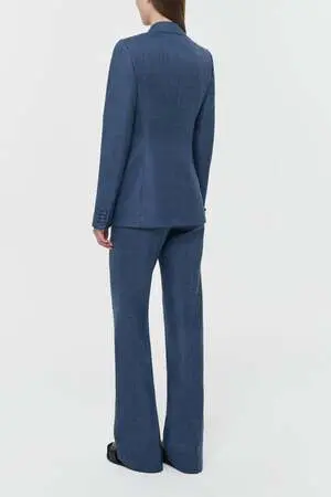 Gabriela Hearst Vesta Flared Pant In Virgin Wool Silk With Linen - Denim