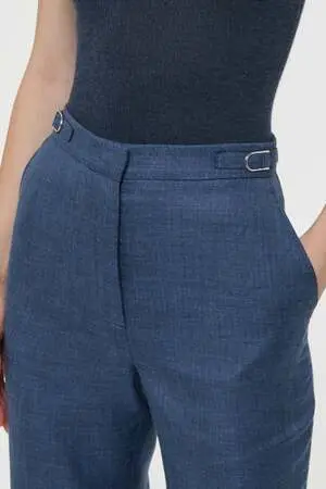 Gabriela Hearst Vesta Flared Pant In Virgin Wool Silk With Linen - Denim