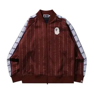 A BATHING APE Text Stripe Jersey Top - Brown