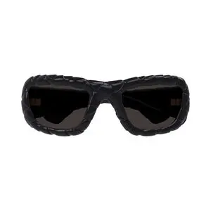 Bottega Veneta Intrecciato Round Sunglasses - Black