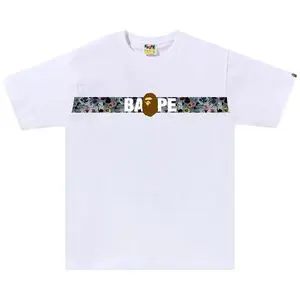 A BATHING APE Floral Camo Tape Tee - White