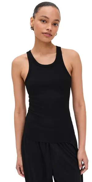 Eterne High Neck Fitted Tank - Black