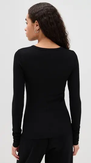 Eterne Long Sleeve Fitted Top - Black