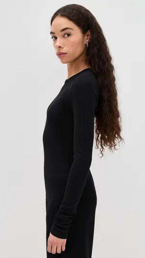 Eterne Long Sleeve Fitted Top - Black