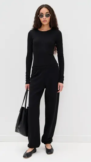 Eterne Long Sleeve Fitted Top - Black