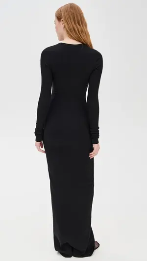 Eterne Long Sleeve Crewneck Maxi Dress - Black