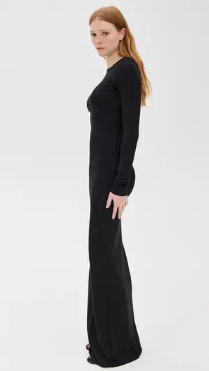 Eterne Long Sleeve Crewneck Maxi Dress - Black