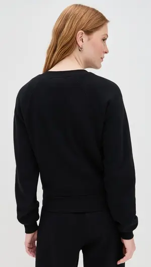 Eterne Shrunken Raglan Fleece Sweatshirt - Black