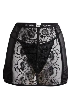 KILO BRAVA Embroidered Lace-up Skirt & G-string Set