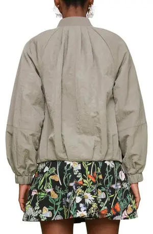 Avec Les Filles Pleated Balloon Bomber Jacket
