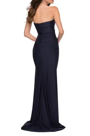 La Femme Strapless Jersey Gown