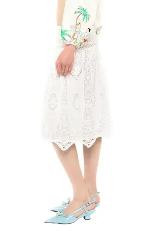 Anna Sui Applique Lace Combo Skirt