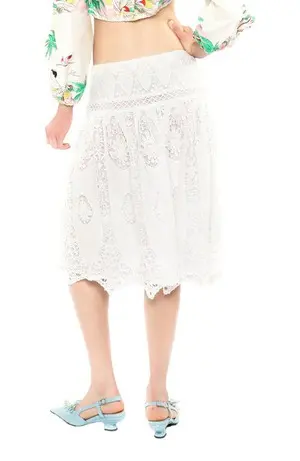 Anna Sui Applique Lace Combo Skirt