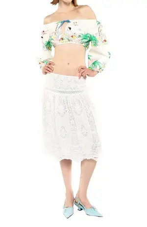 Anna Sui Applique Lace Combo Skirt