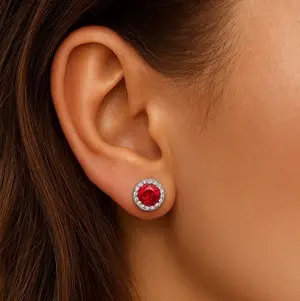 DONATELLO GIAN Name' Sterling Silver Created Ruby Stud Earrings
