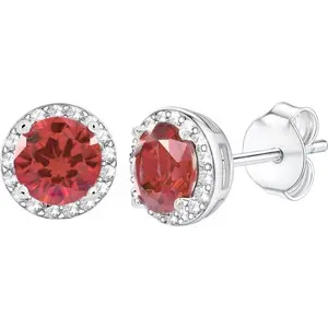DONATELLO GIAN Donatello Gian'Name' Sterling Silver Created Ruby Stud Earrings Red
