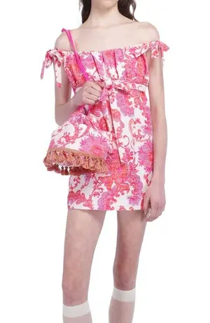 Anna Sui Arabesque Linen Mini Dress - Corel Multi