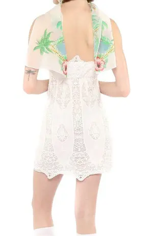 Anna Sui Applique Lace Combo Strapless Dress