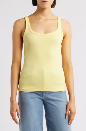 ALEX MILL 365 Stretch Cotton Rib Tank - Honeysuckle