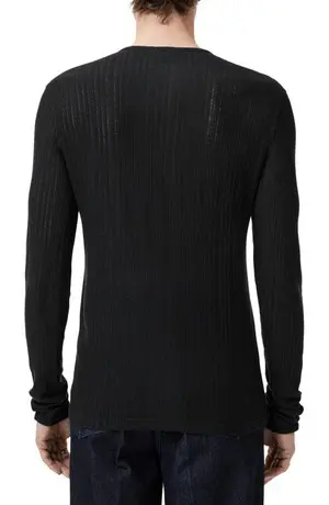 John Varvatos Araujo Regular Fit Rib Henley - Black