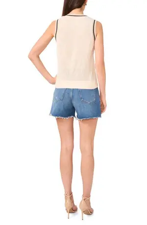 Vince Camuto Tipped Mesh Tank Sweater