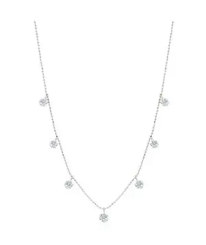 GRAZIELA 18k Gold Diamond Dangle Necklace - White