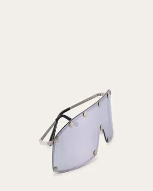 Rick Owens Studded Shield Sunglasses - Silver Temple/silver Lens