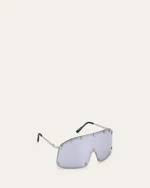 Rick Owens Studded Shield Sunglasses - Silver Temple/silver Lens