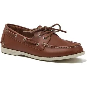 LANDS' END Comfort Leather Slip-on Boat Shoes - Cashew
