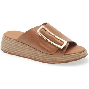 CHOCOLAT BLU Ela Platform Wedge Slide Sandal - Saddle Leather
