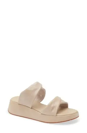 CHOCOLAT BLU Essa Platform Wedge Slide Sandal - White Sand Leather