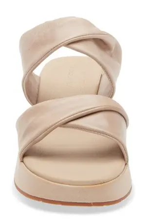 CHOCOLAT BLU Essa Platform Wedge Slide Sandal - White Sand Leather