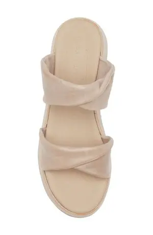 CHOCOLAT BLU Essa Platform Wedge Slide Sandal - White Sand Leather