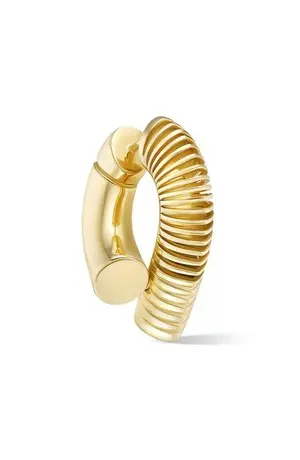 TABAYER Ribbed Hoop Earrings - Yellow Gold