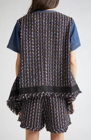 Sacai Mixed Media Top - Blue/ Navy 405