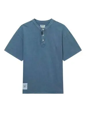 MUSIUM DIV. Buttoned-collar Denim T-shirt
