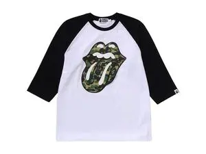 A BATHING APE X Rolling Stones 3/4 Sleeve Tee Shirt - Black