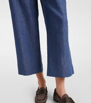 Max Mara Dante Cotton And Linen Twill Wide-leg Pants