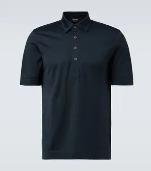 Zegna Silk And Cotton Polo Shirt - Blue