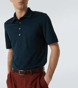 Zegna Silk And Cotton Polo Shirt - Blue