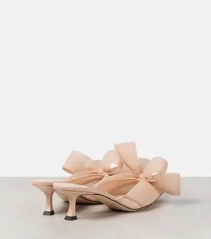 JIMMY CHOO Staz 50 Bow-detail Mesh Mules